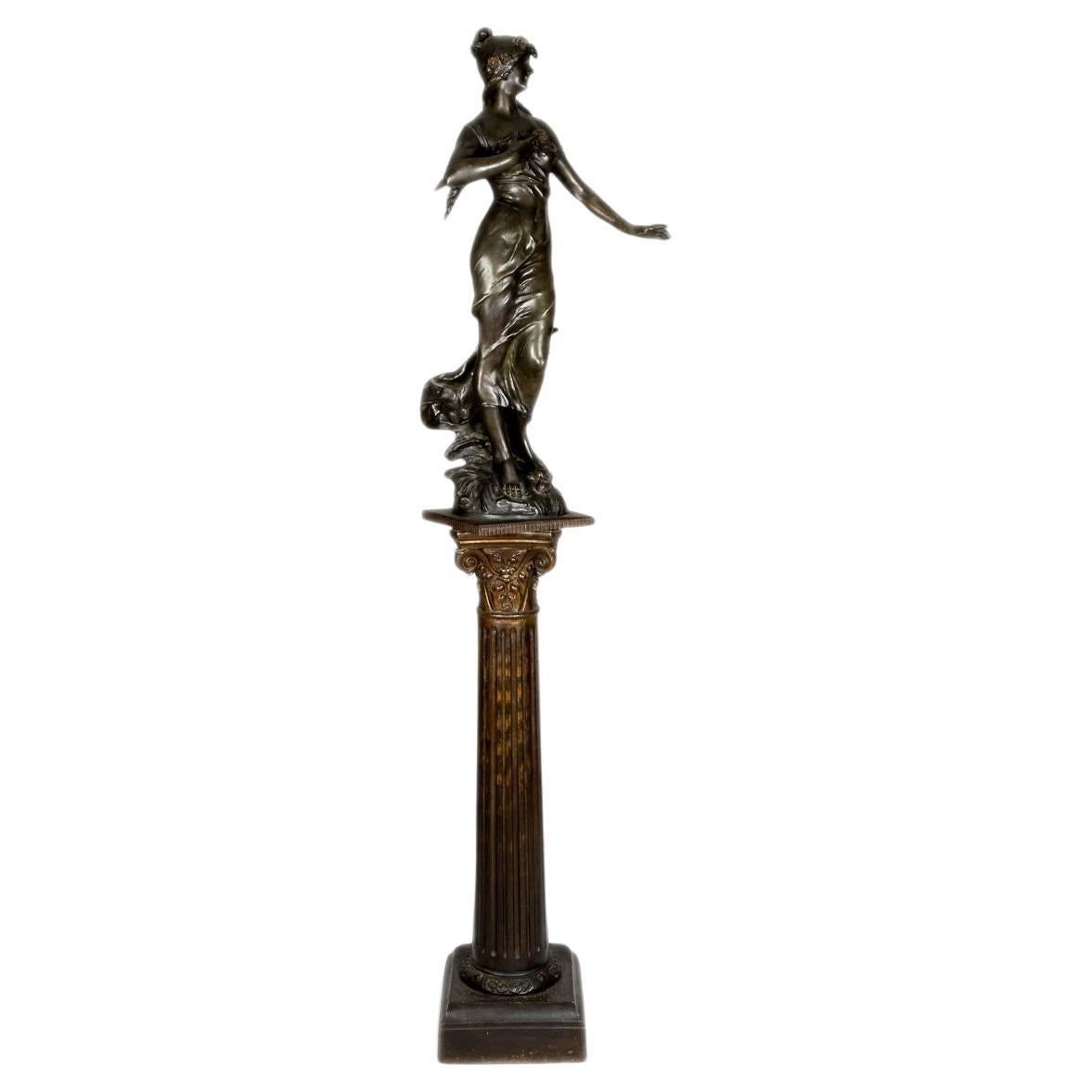 Sculpture Bronze, "Girl with Duck". After Auguste Moreau, 20th Century ...