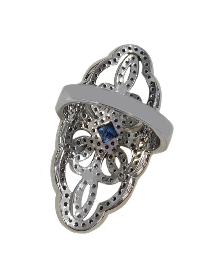 Women White Gold with Sapphire and Diamond Ring For Sale at 1stDibs