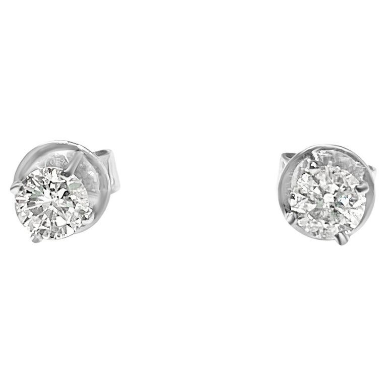 Womens 14k White Gold and 0.42ct Diamond Push Back Studs For Sale at ...