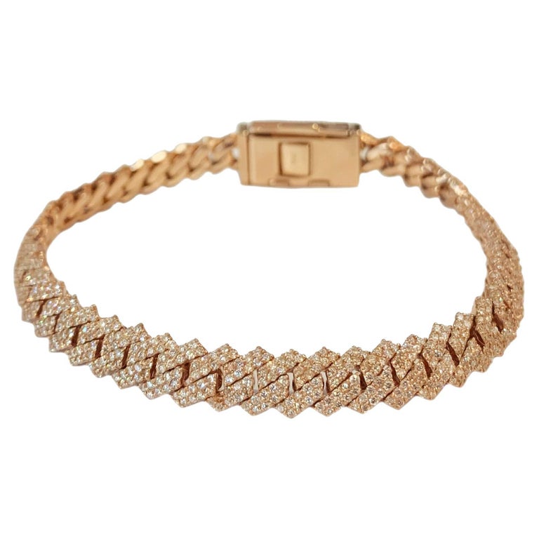 Women's Cuban Link Bracelet in 10k Rose Gold For Sale at 1stDibs