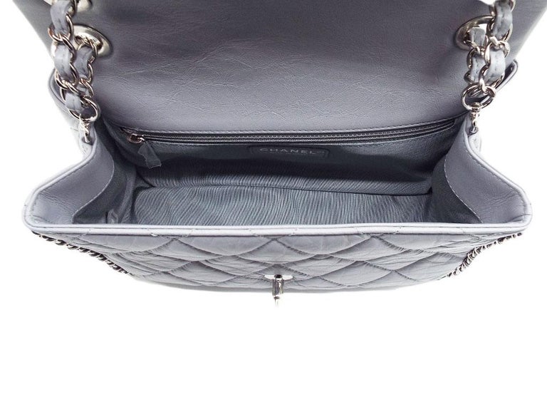 WOMENS DESIGNER Chanel Chain Flap Bag - Grey For Sale at 1stDibs
