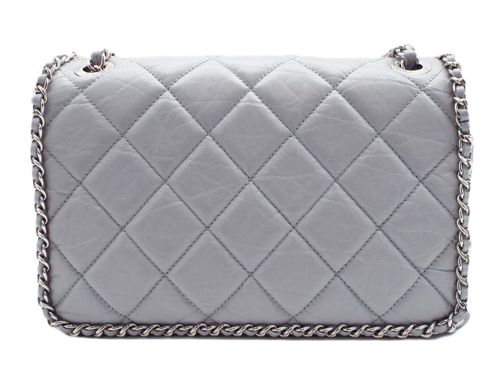 WOMENS DESIGNER Chanel Chain Flap Bag - Grey For Sale at 1stDibs | grey ...