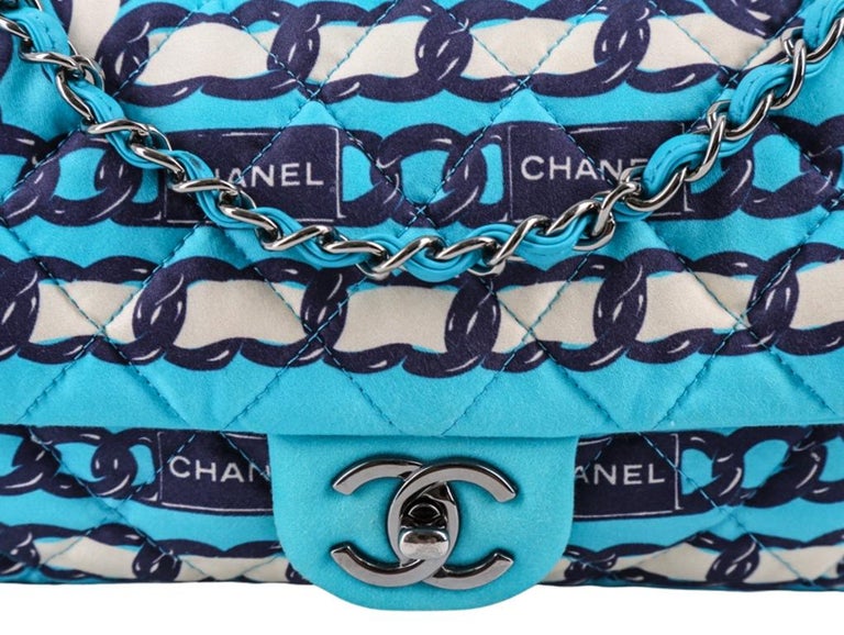 Womens Designer CHANEL SILK CHAIN PRINTED MEDIUM SINGLE FLAP For Sale ...