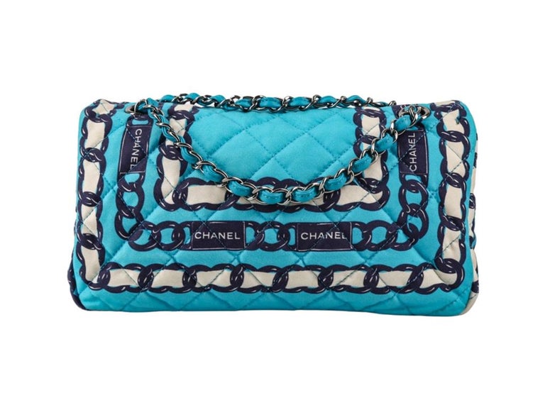 Womens Designer CHANEL SILK CHAIN PRINTED MEDIUM SINGLE FLAP For Sale ...