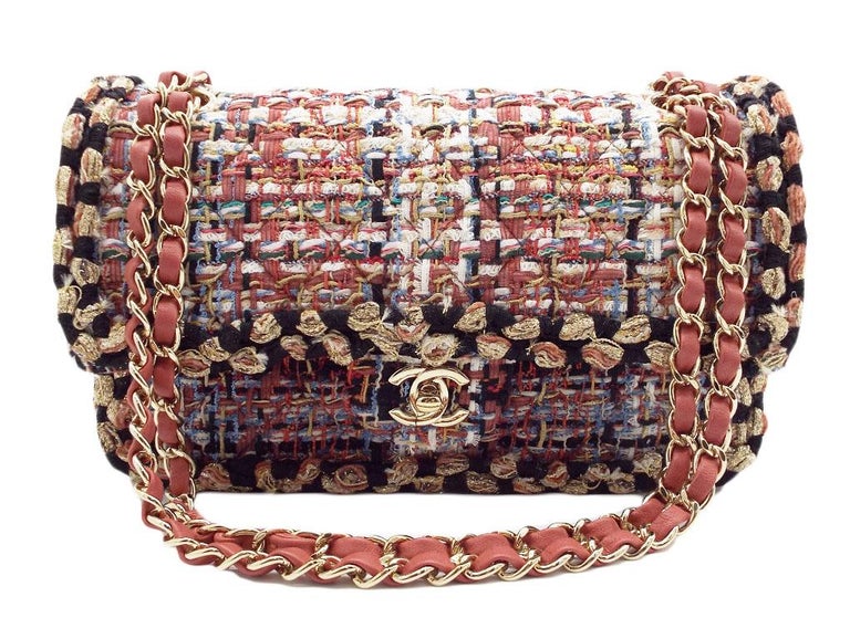 WOMENS DESIGNER Chanel Tweed Medium Double Flap Bag For Sale at 1stDibs