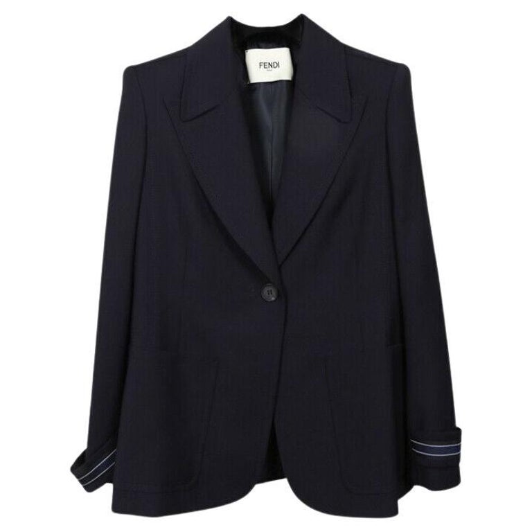 WOMENS DESIGNER Fendi Blazer Jacket - Navy - 44 For Sale at 1stDibs