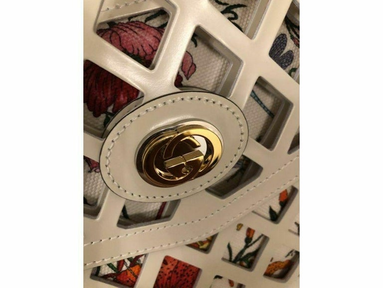 Womens Designer Gucci Cutout Leather Flora canvas For Sale at 1stDibs