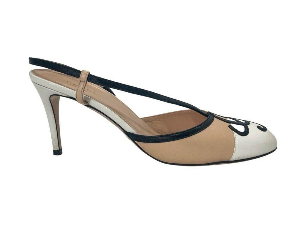 Womens Designer GUCCI GG LOGO SLINGBACK HEELS For Sale at 1stDibs