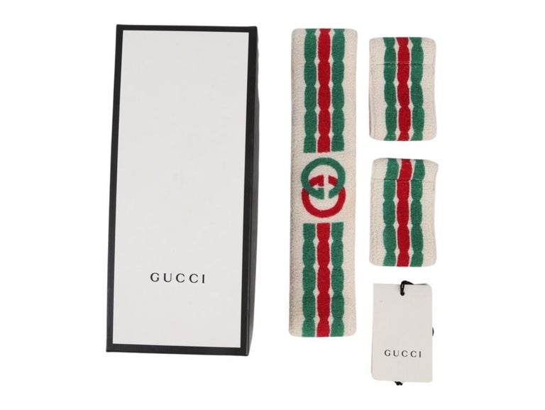 Womens Designer GUCCI STRIPED INTERLOCKING G HEADBAND AND WRIST CUFFS ...