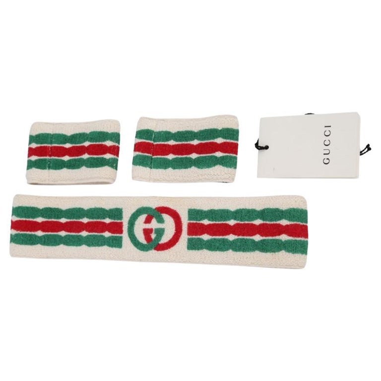 Womens Designer GUCCI STRIPED INTERLOCKING G HEADBAND AND WRIST CUFFS ...