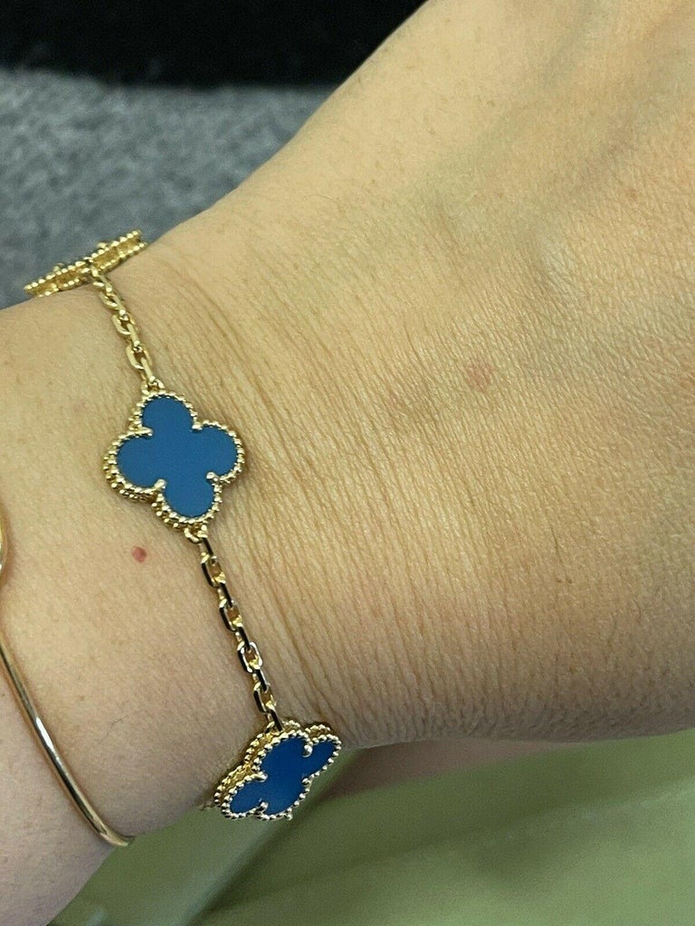 Womens Designer Van Cleef and Arpels Alhambra Bracelet 5 Motifs - Agate ...