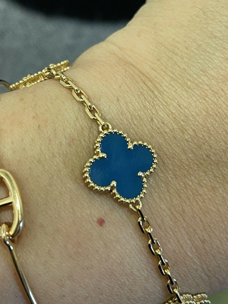 Womens Designer Van Cleef and Arpels Alhambra Bracelet 5 Motifs - Agate ...