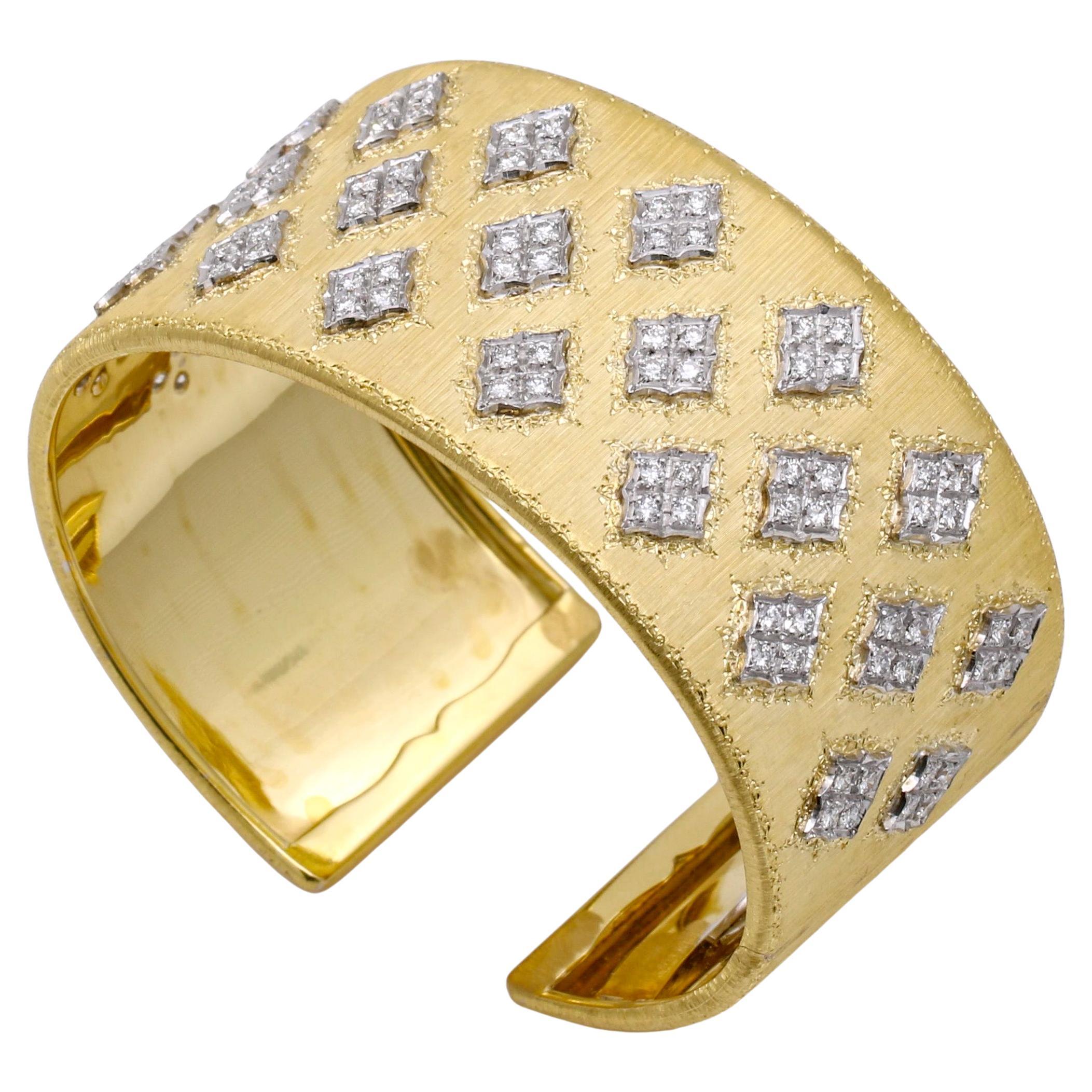 Florentine Finish 18 Karat Gold Etruscan Style Bangle For Sale at 1stDibs