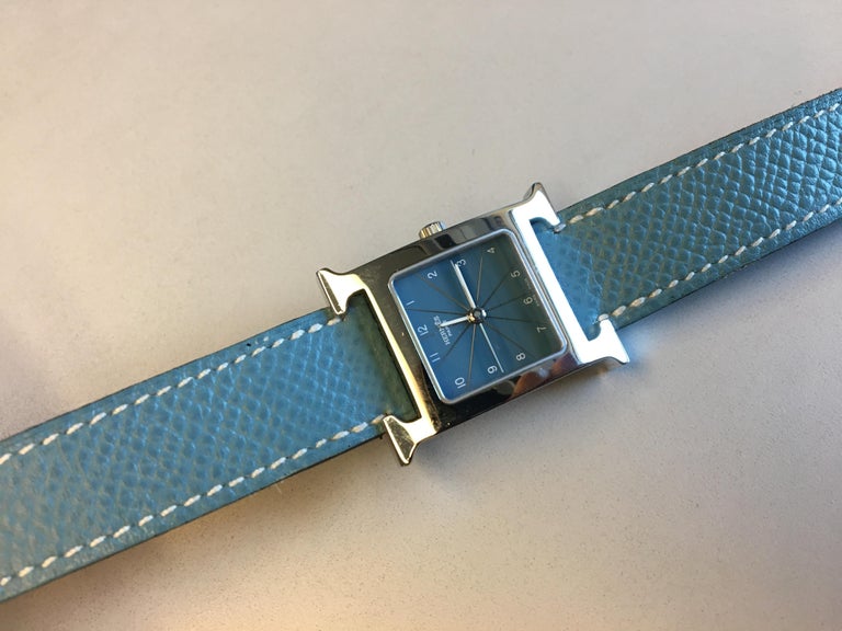 Women's MM Hermes Limited Edition Blue Dial Heure H Watch at 1stDibs ...