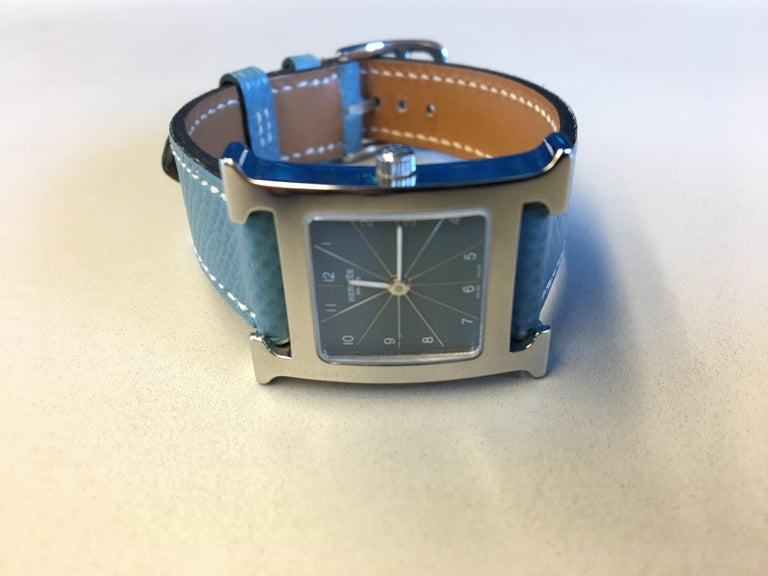 Women's MM Hermes Limited Edition Blue Dial Heure H Watch at 1stDibs ...