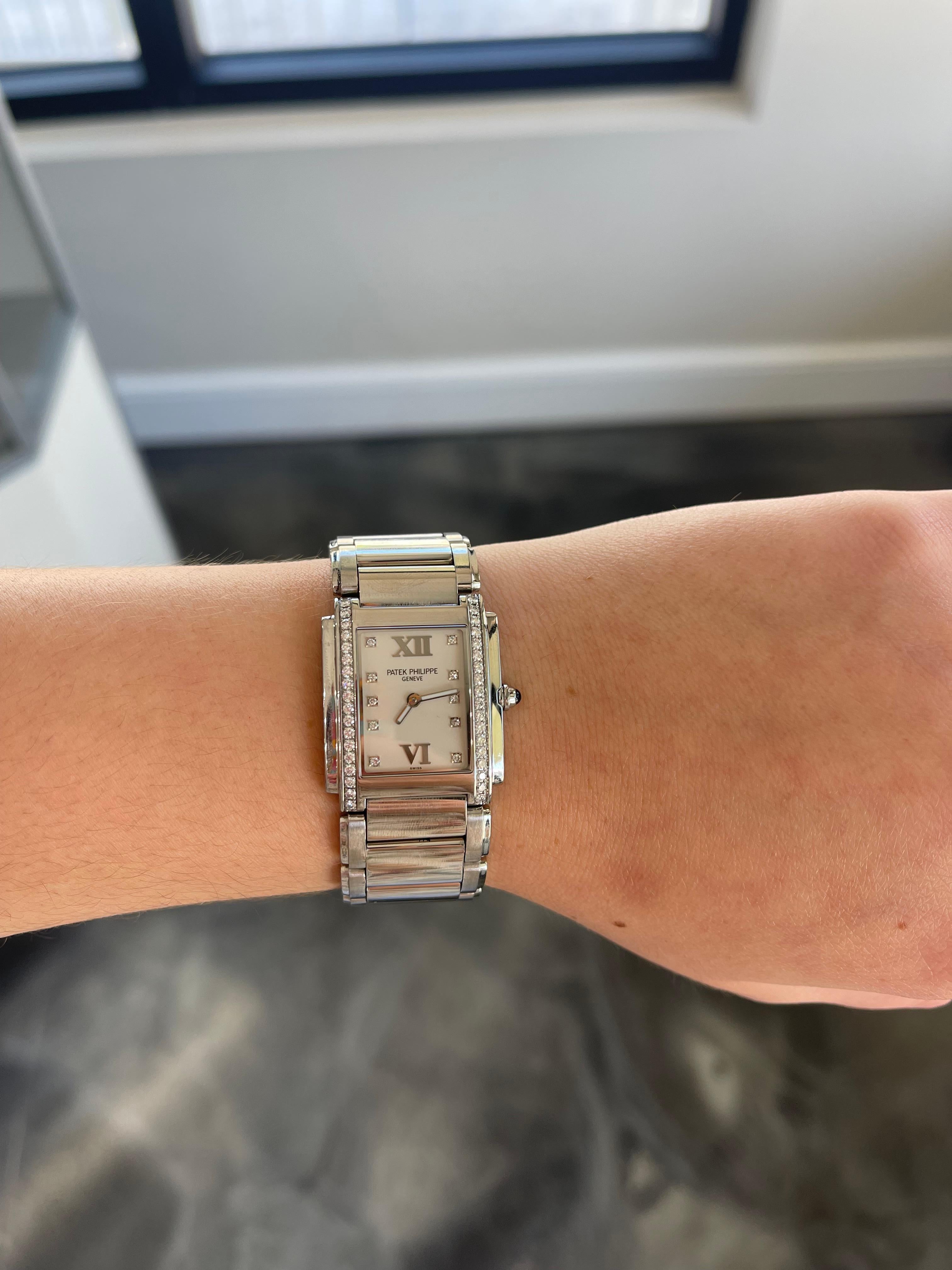 Women's Patek Philippe Twenty 4 White Geneve Diamond Bezel Watch ...