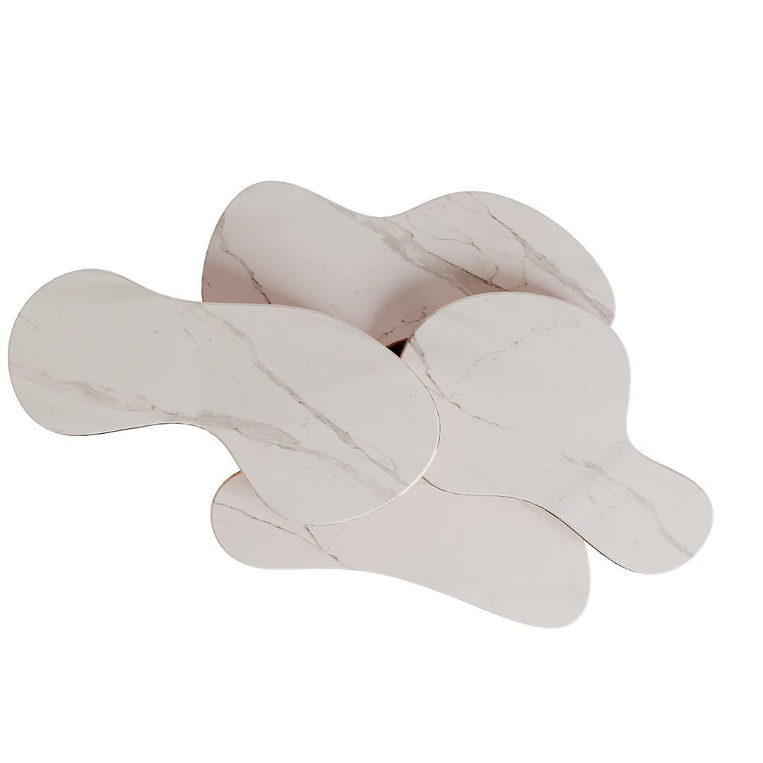 Wonatti Denizli coffee table, fringe coffee table, white marble coffee ...