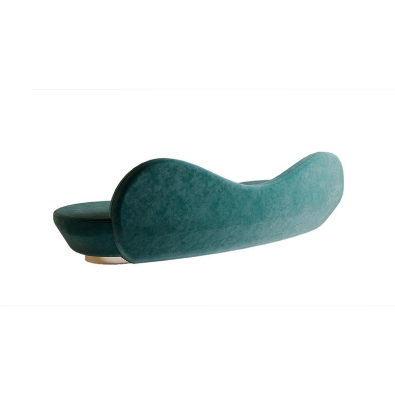 Wonatti Hilo Sofa, wood footer, soft gold lacquered solid wood, green ...