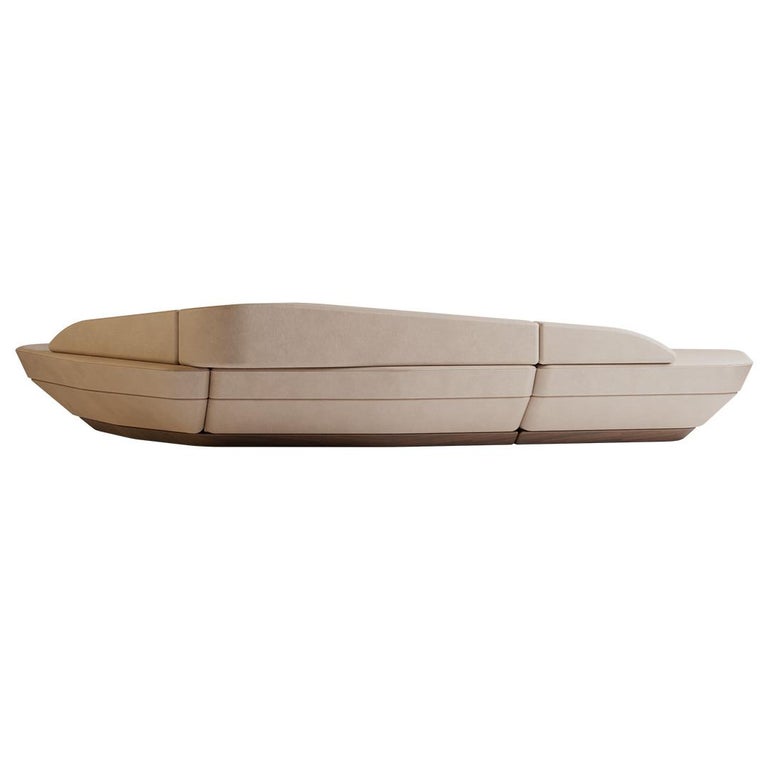 Wonatti Lozere Sofa, Walnut Wood Footer, Beige Leather Premium Leather ...