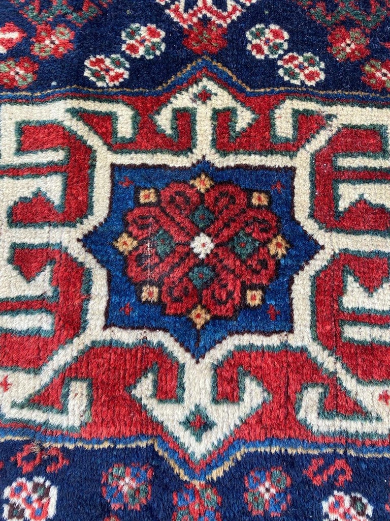 Wonderful Antique Distressed Ghashghai Bag Face Rug For Sale at 1stDibs