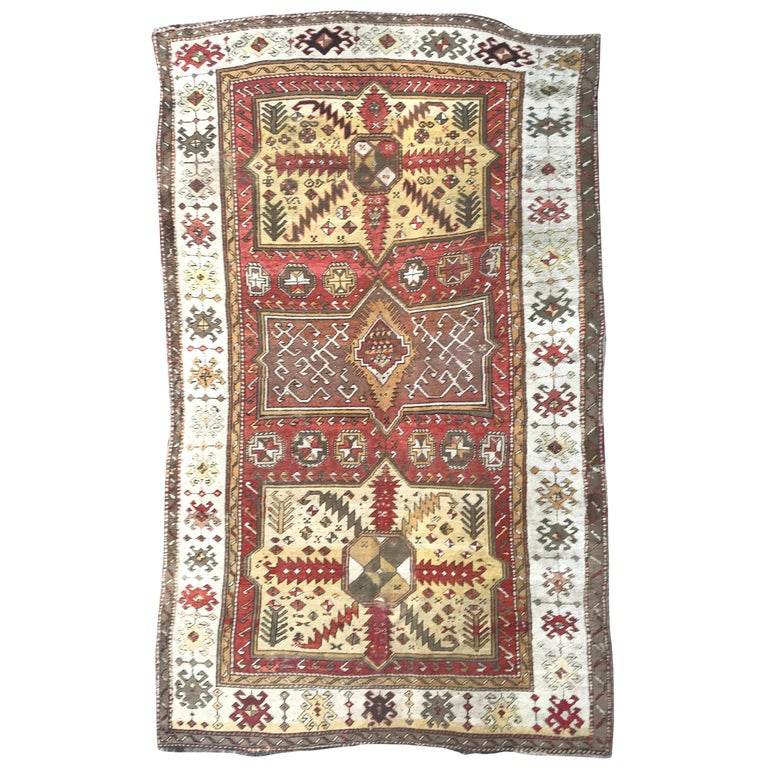 Wonderful Antique Kazak Design Turkish Rug For Sale at 1stDibs