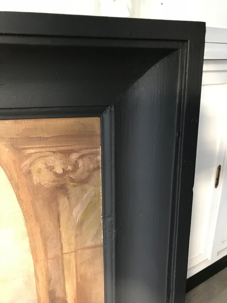 Wonderful Antique Painting of Christ and Two Apostles in Ebonized ...