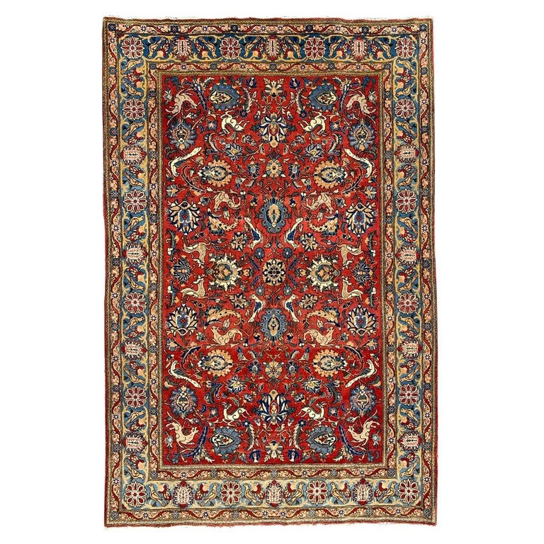 Wonderful Antique Qom Rug For Sale at 1stDibs