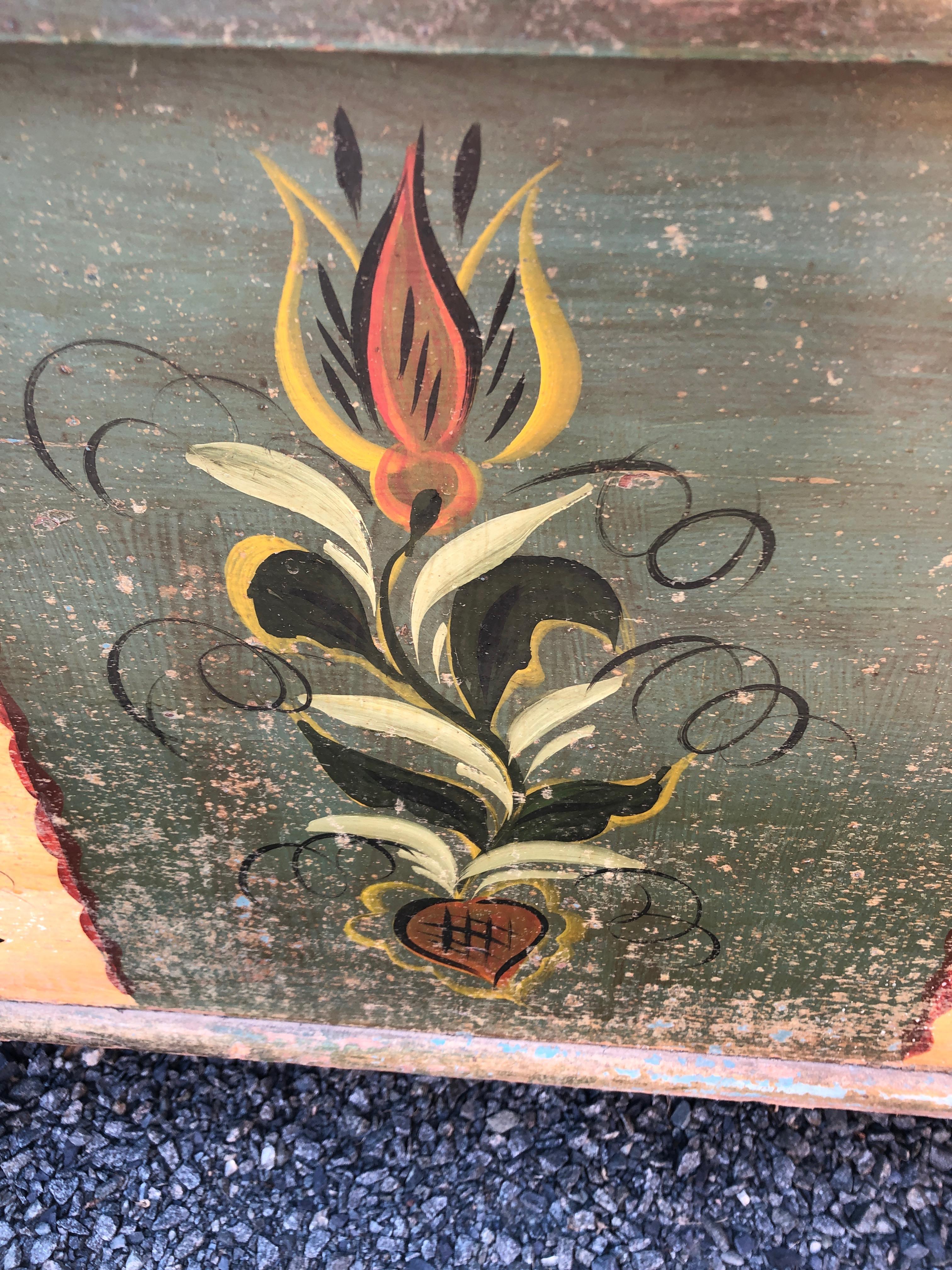 Wonderful Antique Rustic Hand Painted Amish Bench with Storage at ...