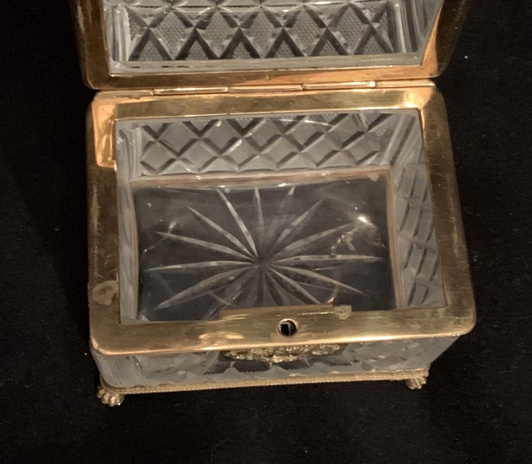 Wonderful Baccarat French Ormolu Faceted Cut Crystal Box Casket Jewelry ...