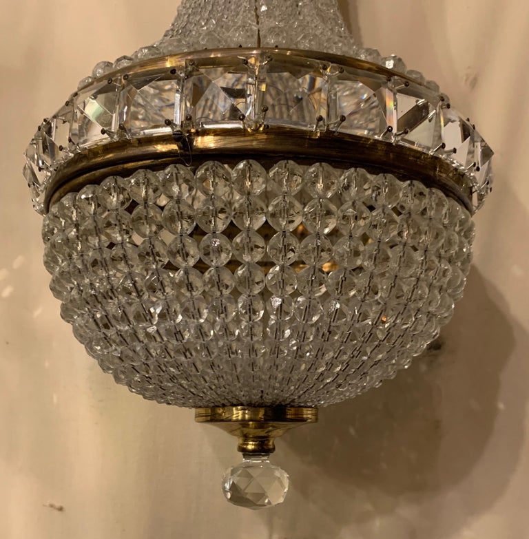 Wonderful Beaded Crystal Brass Basket Flush Mount Light Fixture For ...