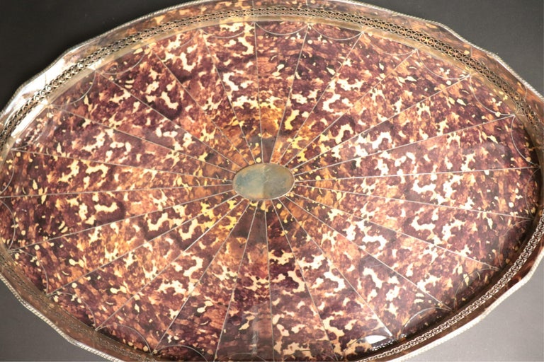 Wonderful Big Faux Tortoiseshell Silver Plated Oval Pierced Handle ...