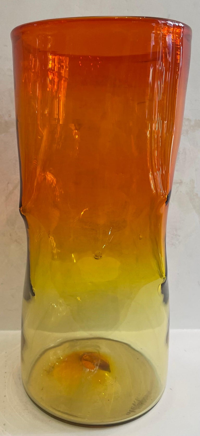 Wonderful Blenko Blown Art Glass Amberina Tangerine Orange Yellow Large ...