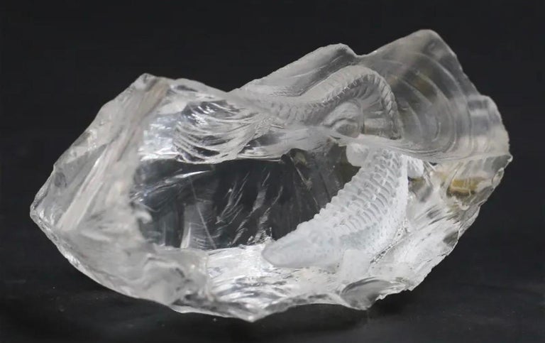 Wonderful Carved Rock Crystal Sculpture Alligator Paperweight Desk ...