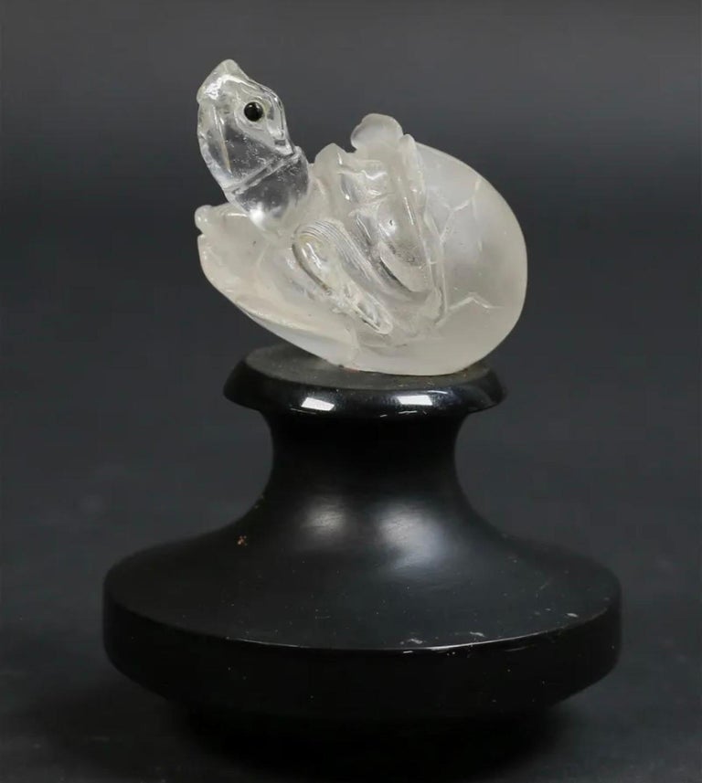 Wonderful Carved Rock Crystal Sculpture Turtle Paperweight Desk ...