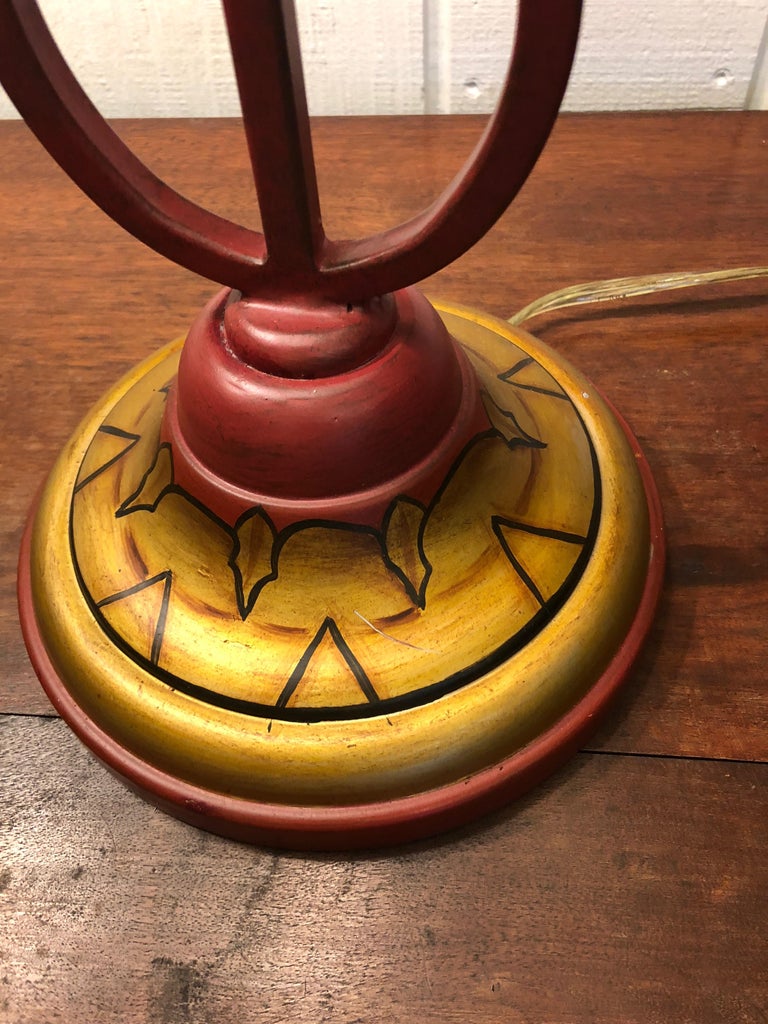 Wonderful Deep Red and Gold Tole Table Lamps with Lyre Decoration at ...