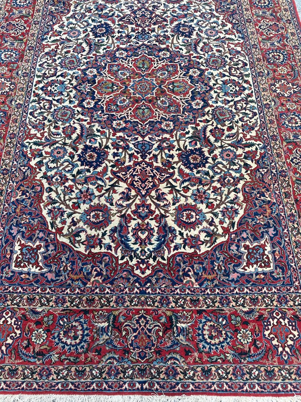 Bobyrug’s Wonderful exceptional very fine vintage Isfahan rug For Sale ...