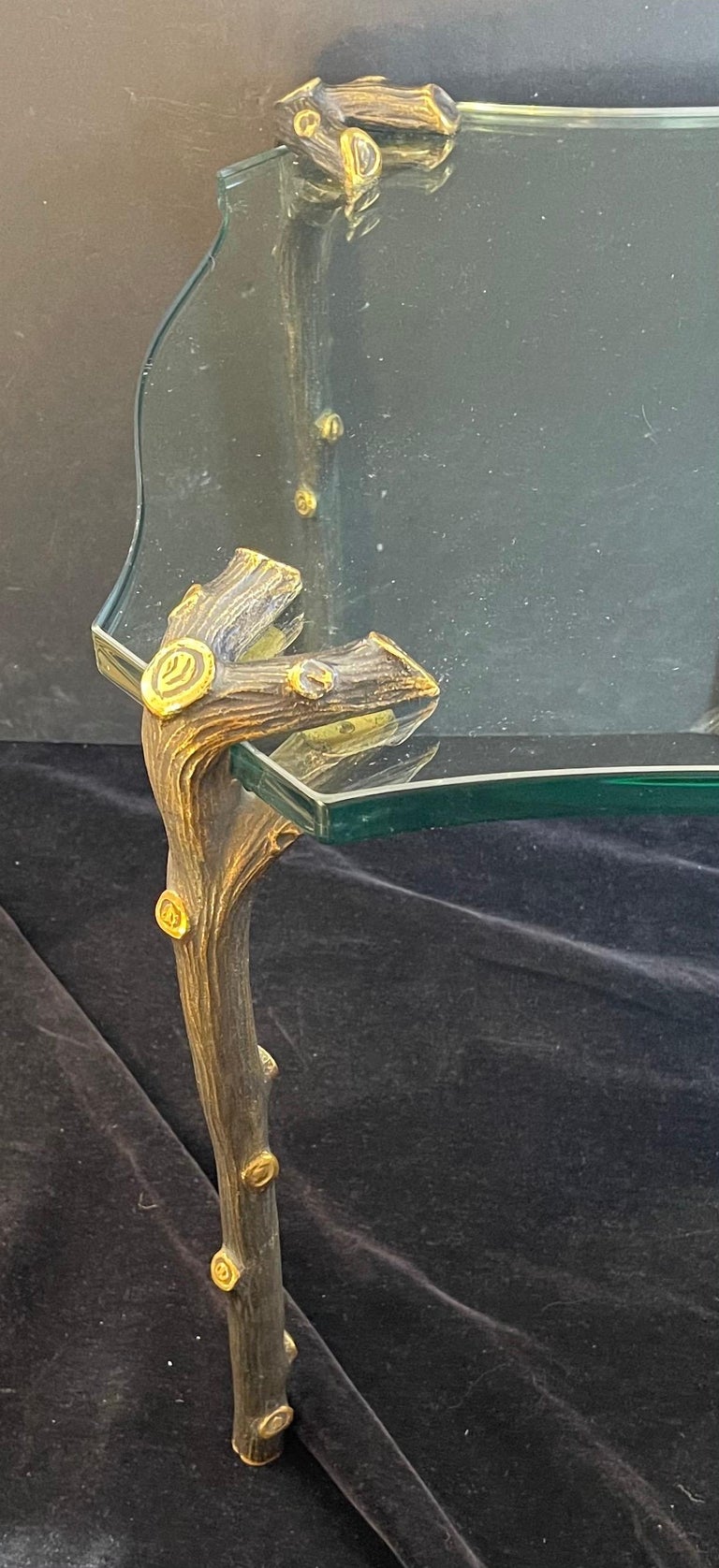 Wonderful French Bronze Glass Coffee Cocktail Table Branch Guerin ...