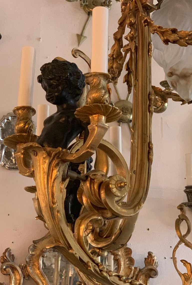 Wonderful French Cherub Neoclassical Doré Bronze Nine-Light Chandelier ...