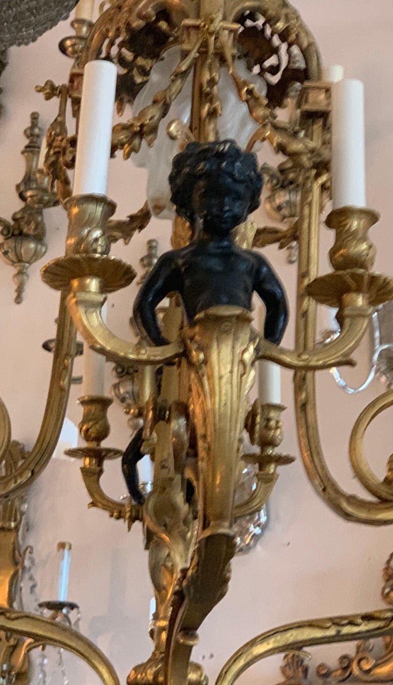 Wonderful French Cherub Neoclassical Doré Bronze Nine-Light Chandelier ...