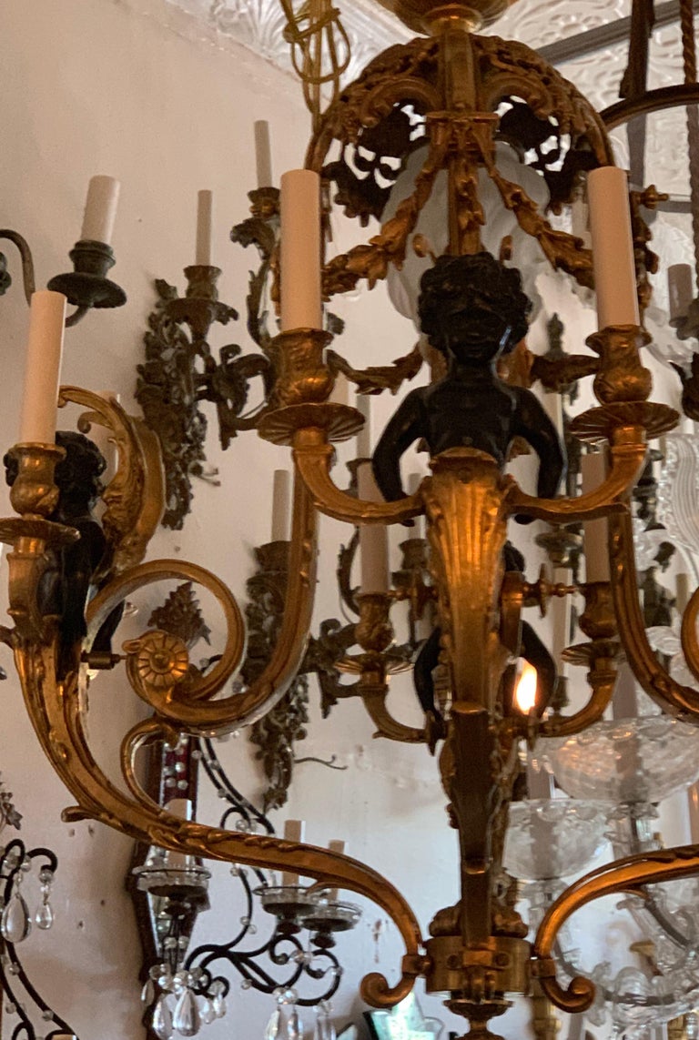 Wonderful French Cherub Neoclassical Doré Bronze Nine-Light Chandelier ...