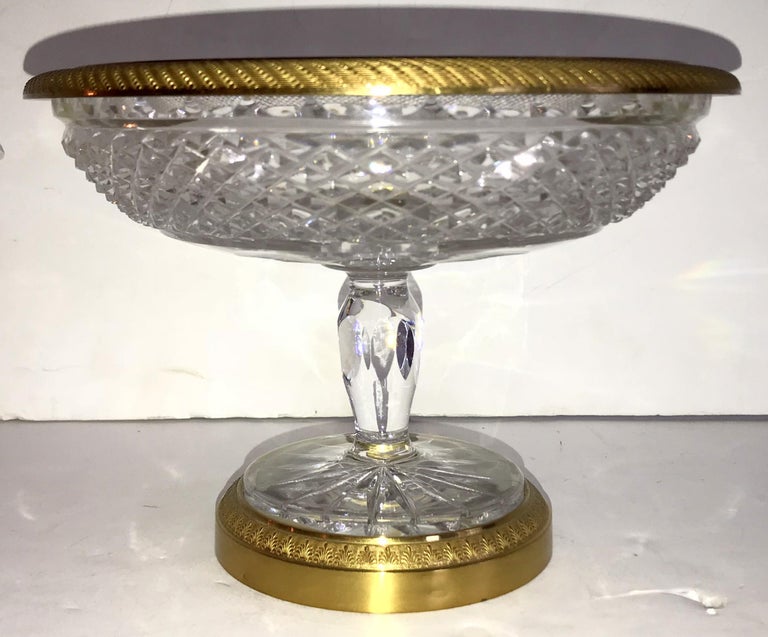 Wonderful French Doré Bronze Cut Crystal Ormolu Pedestal Bowl Baccarat ...