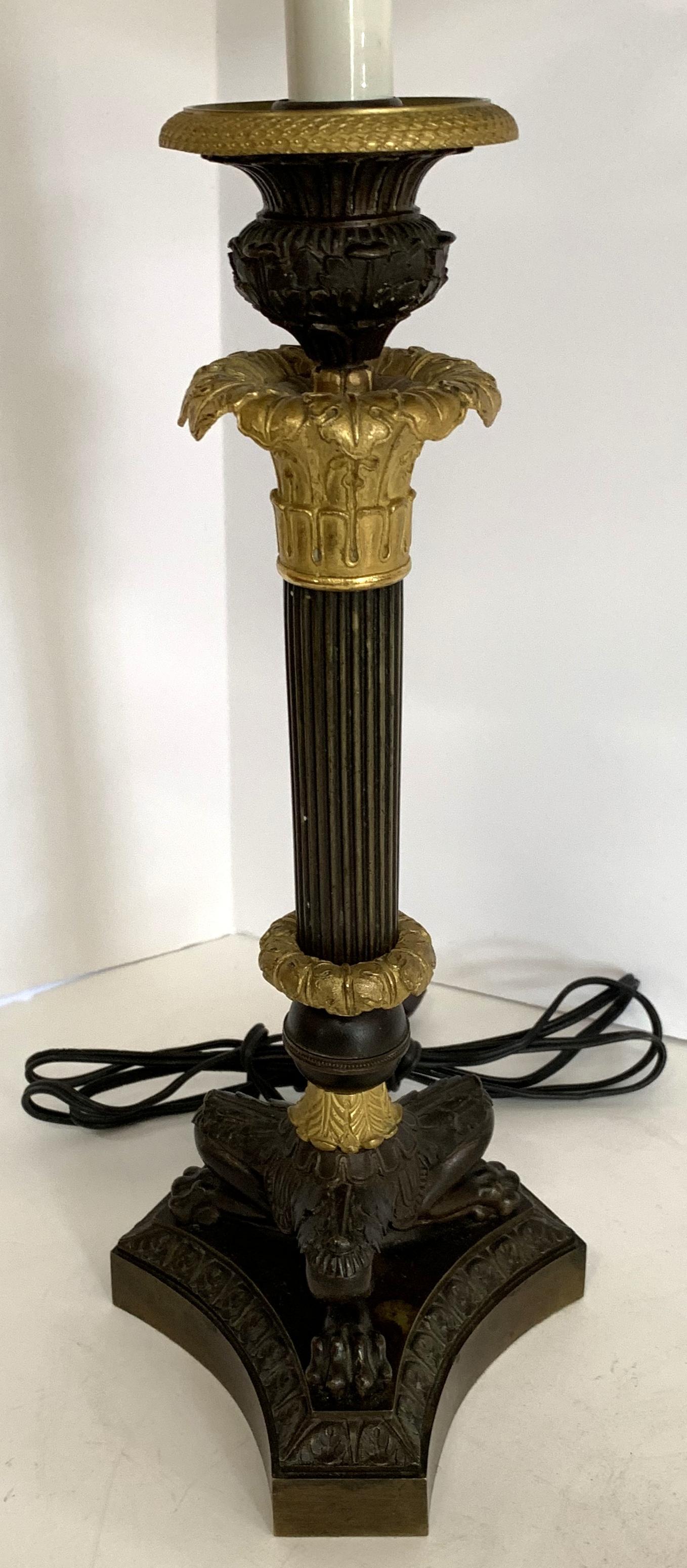 Wonderful French Empire Bronze Black Tole Bouillotte Candlestick Two ...