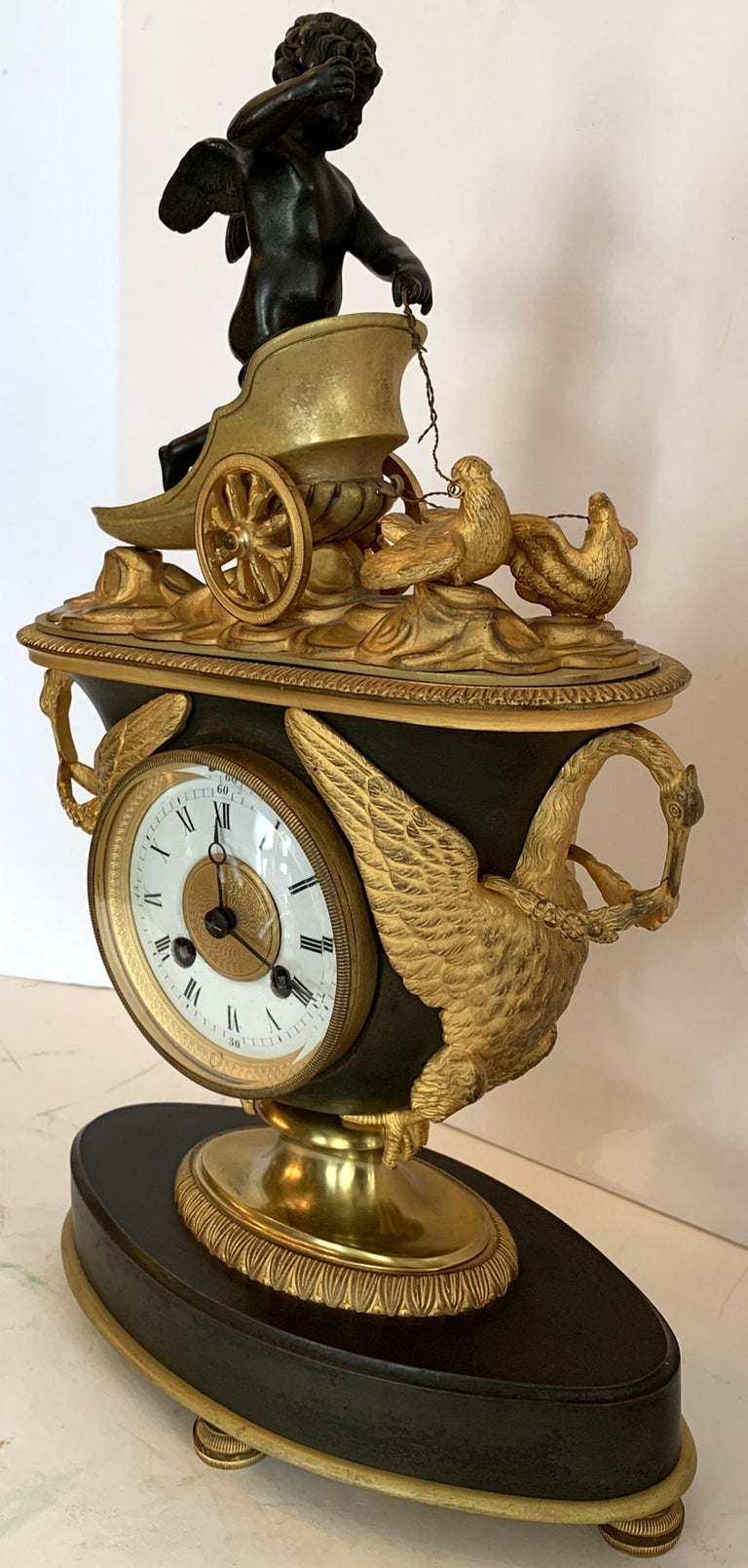 Wonderful French Empire Gilt Patinated Bronze Cherub Chariot Swan ...