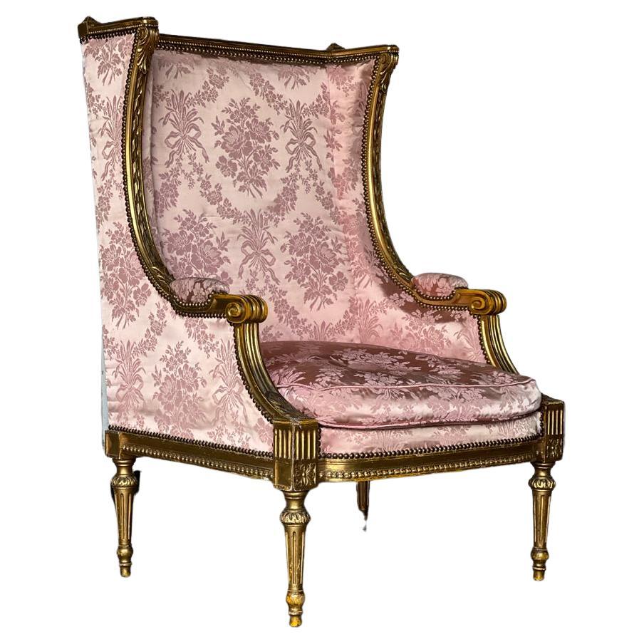 French Giltwood Bergere Arm Chair For Sale at 1stDibs