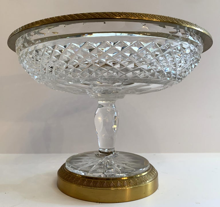 Wonderful French Gilt Bronze Cut Crystal Ormolu Pedestal Bowl Baccarat ...