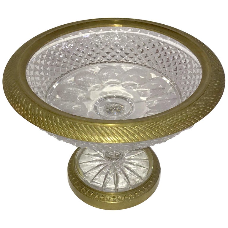 Wonderful French Gilt Bronze Cut Crystal Ormolu Pedestal Bowl Baccarat ...