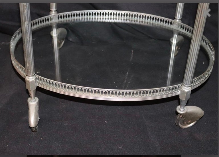 Wonderful French Nickel Plated Two-Tier Glass Top Bar Cart Gallery Tray ...