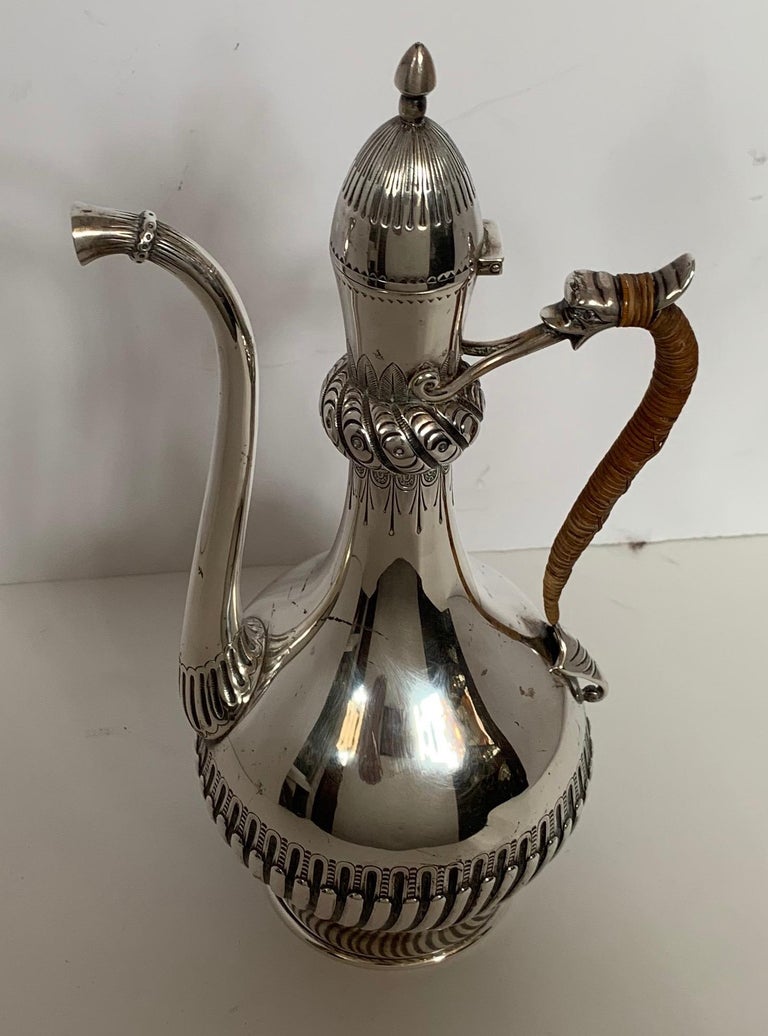 Wonderful Gorham Sterling Silver Rattan Dolphin Coffee Tea Pot Decanter ...