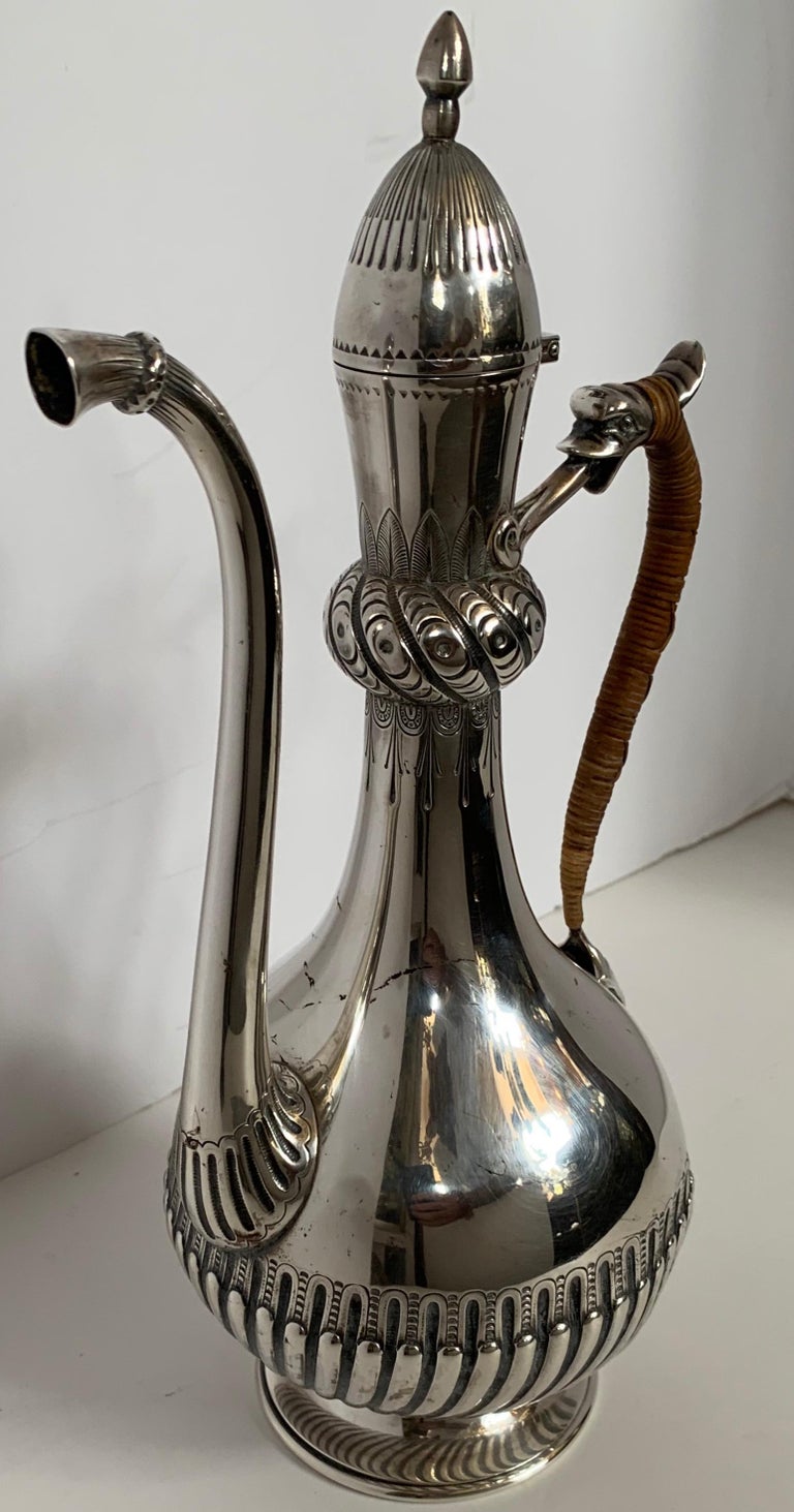 Wonderful Gorham Sterling Silver Rattan Dolphin Coffee Tea Pot Decanter ...