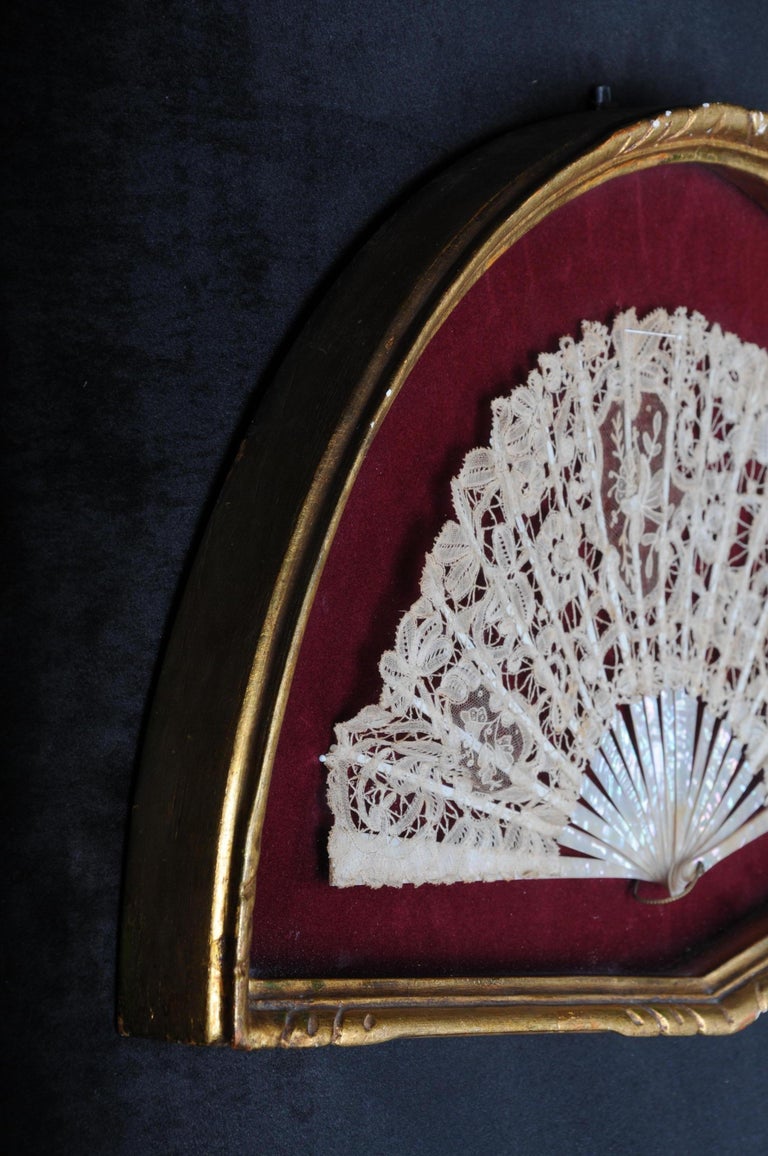 Wonderful Hand Fan in Frame Nacre Asian, 20th Century at 1stDibs